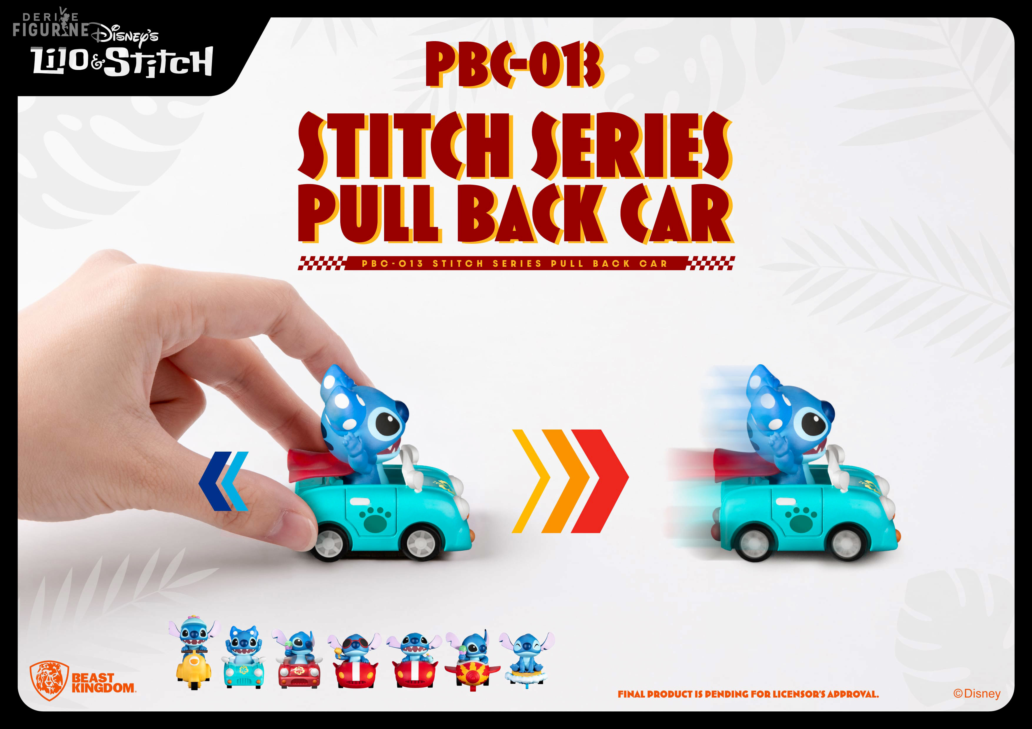 Pack 6 figures Stitch, Pull Back Car - Disney, Lilo & Stitch - Beast Kingdom