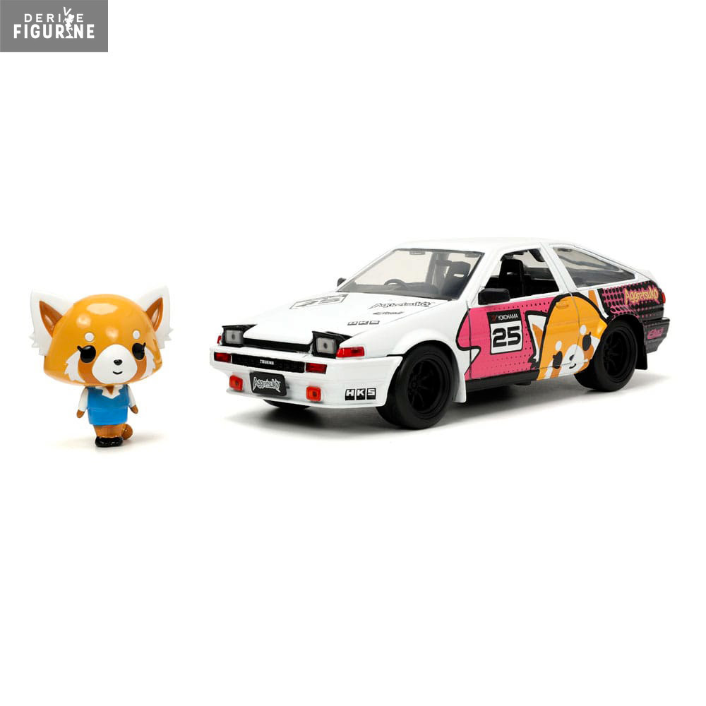 1986 Toyota Trueno & Aggretsuko figure, Hollywood Rides - Jada Toys