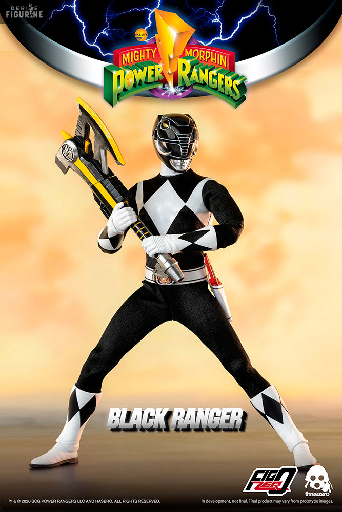 Figurine Ranger Noir, FigZero - Mighty Morphin Power Rangers - ThreeZero